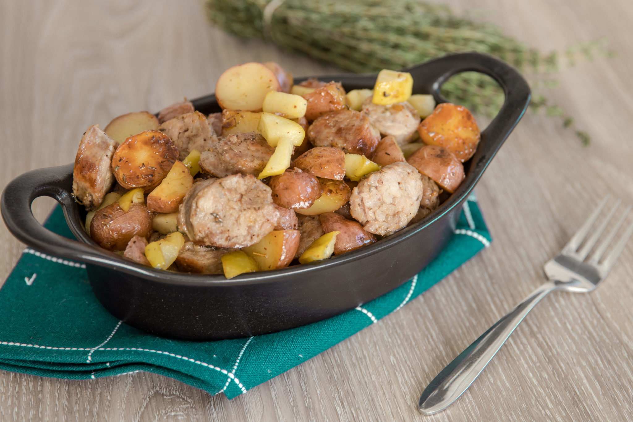 Skillet Potatoes with Apples and Sausage - EarthFresh Recipe