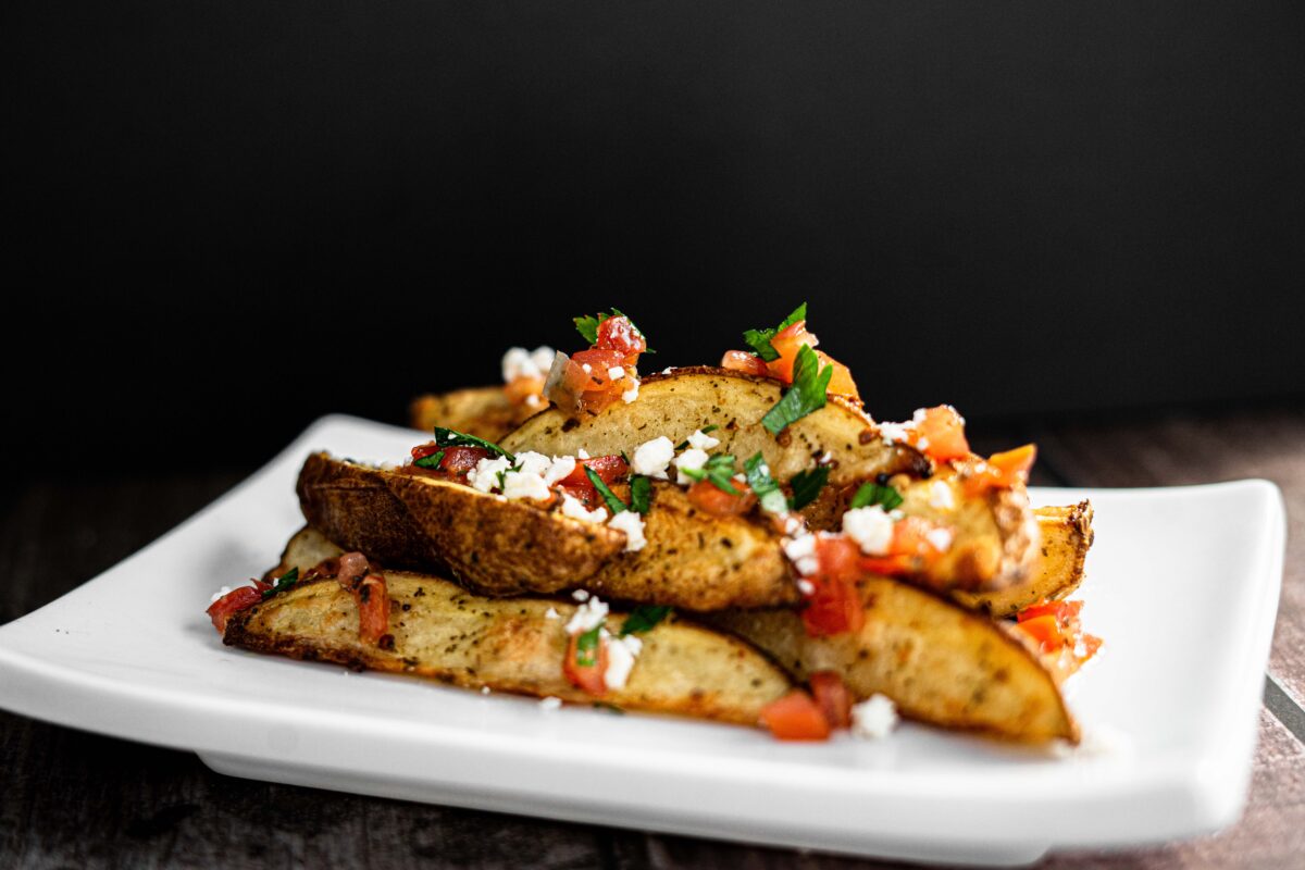 Butter Russet Bruschetta Inspired Potato Wedges - EarthFresh Recipe